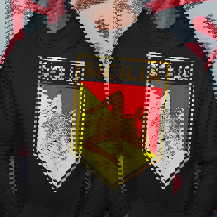 Sicilian Pride Crest And Shield Sicilian Flag Hoodie | Mazezy