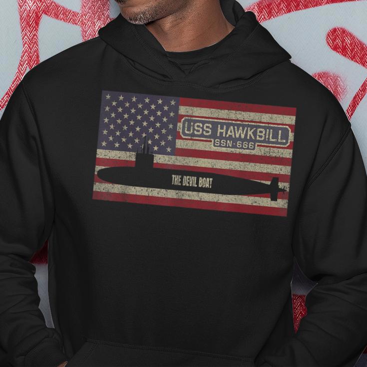 Uss Hawkbill Ssn666 Submarine American Flag Gift Hoodie | Mazezy