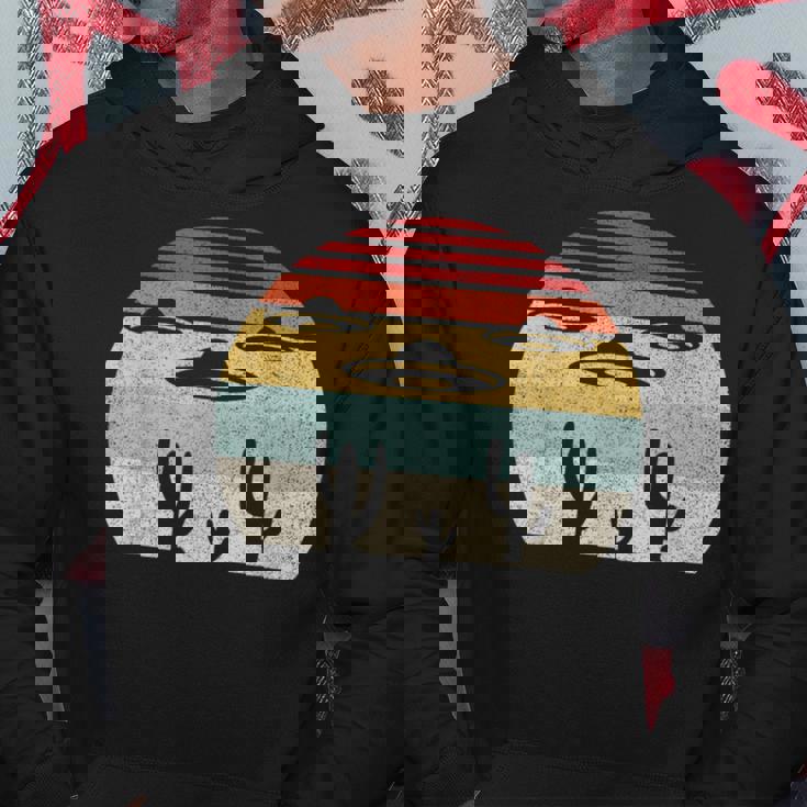 Vintage Retro Ufo Alien Desert Hoodie | Mazezy