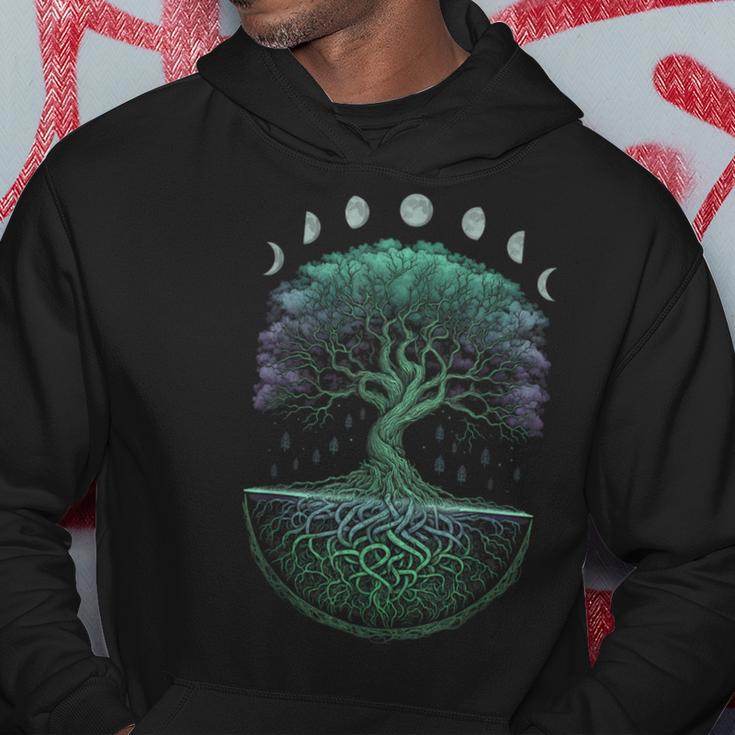 Yggdrasil Norse Tree Of Life Viking Celtic Moon Phases Hoodie - Seseable