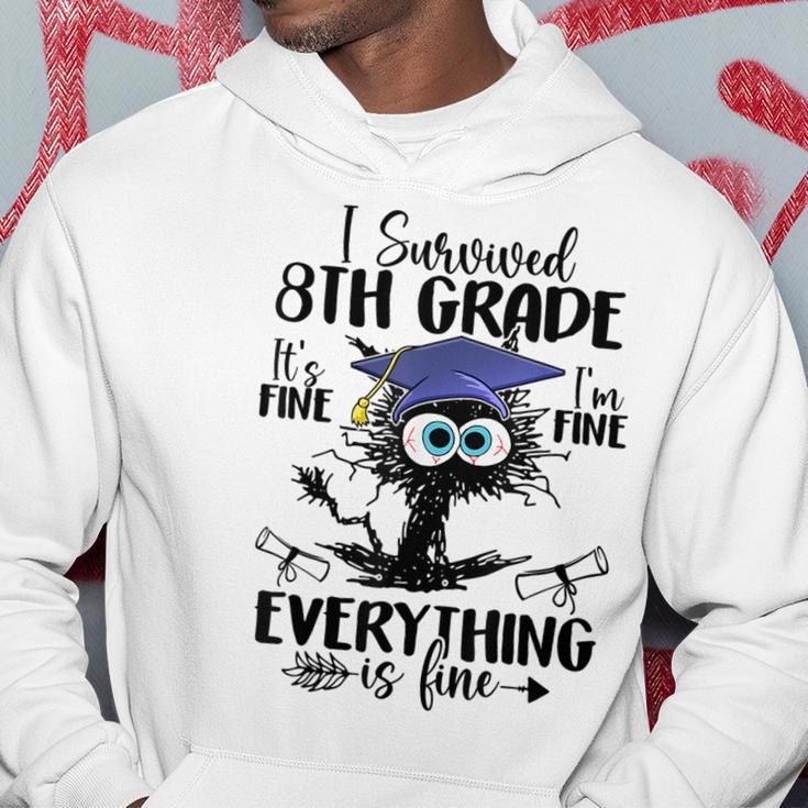 I Survived 8Th Grade Graduated Funny Black Cat Graduation Hoodie | Mazezy