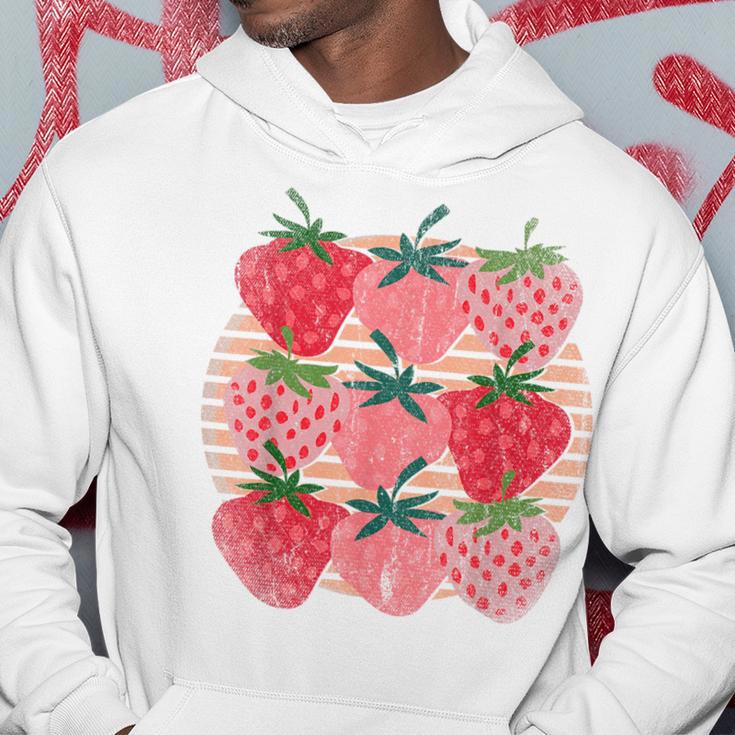 Retro Red Berry Fruit Cottagecore Strawberry Hoodie | Mazezy