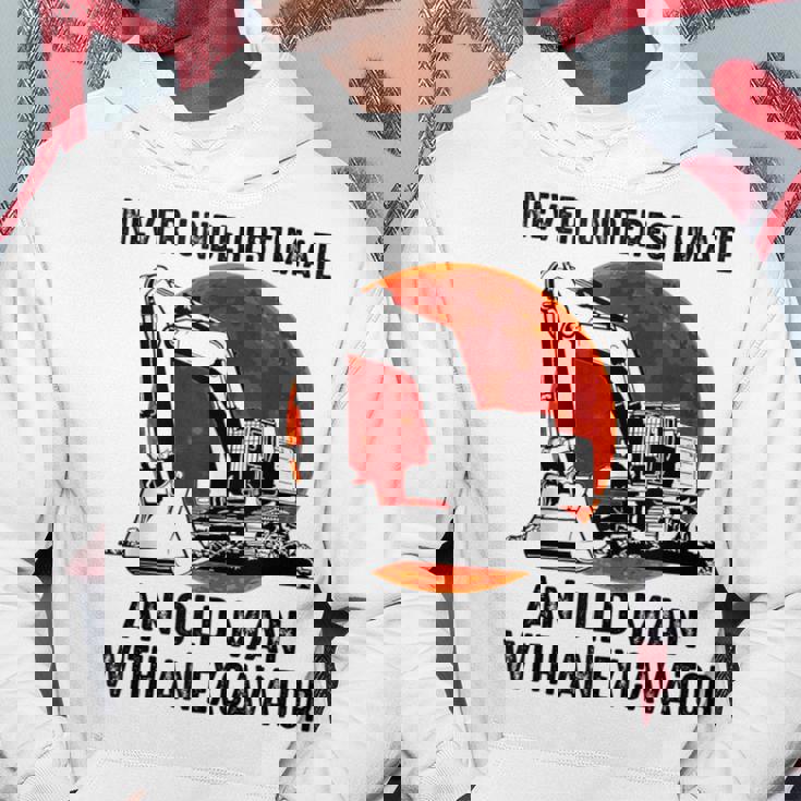 Vintage Never Underestimate An Old Man With An Excavator Hoodie - Monsterry