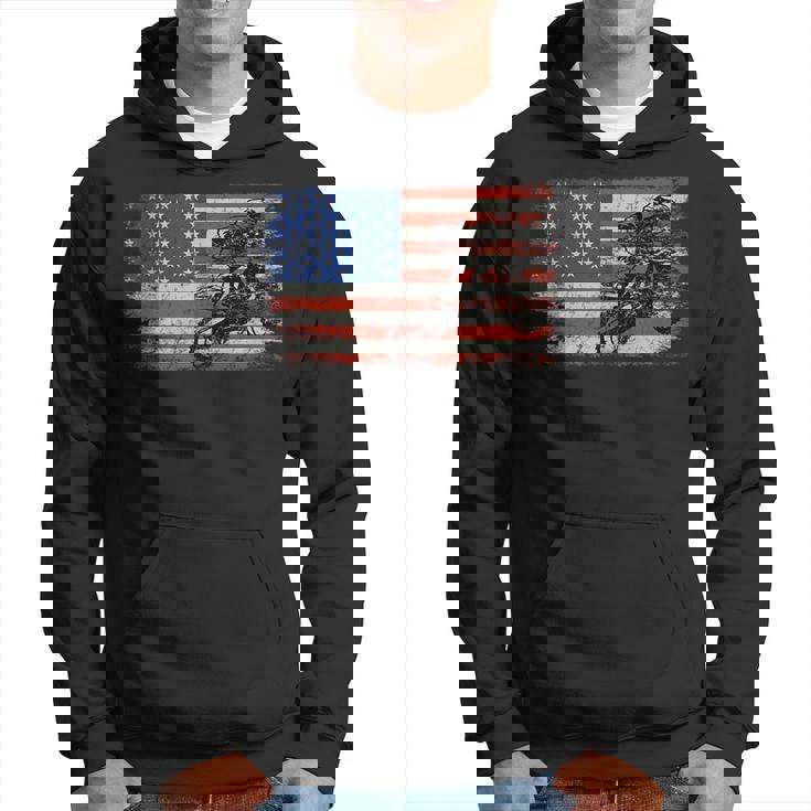 American Flag Biker Motocross Usa Pride Rider Patriotic Hoodie | Mazezy