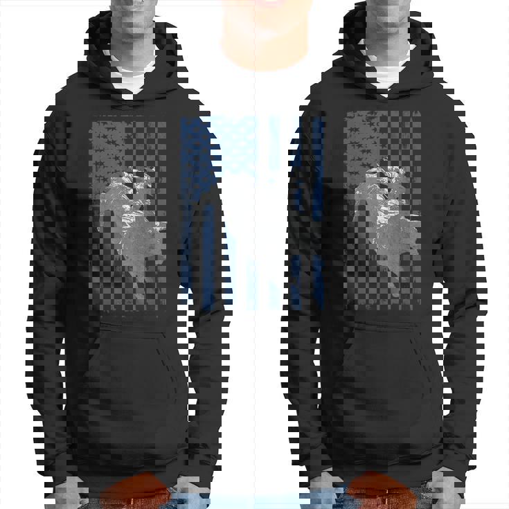 American Flag Retro Bull Riding Gift Bull Rider Hoodie | Mazezy