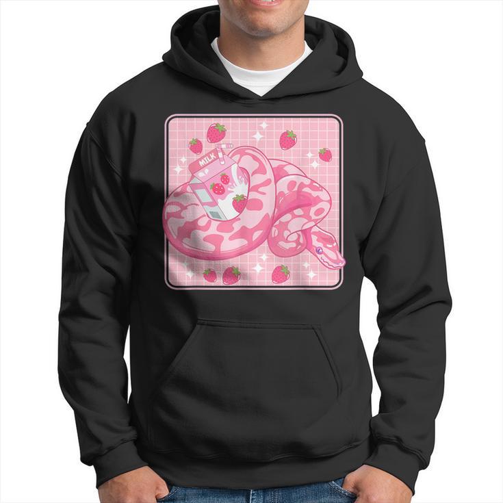 Cute Pink Strawberry Milk Snake Kawaii Ball Python Hoodie | Mazezy