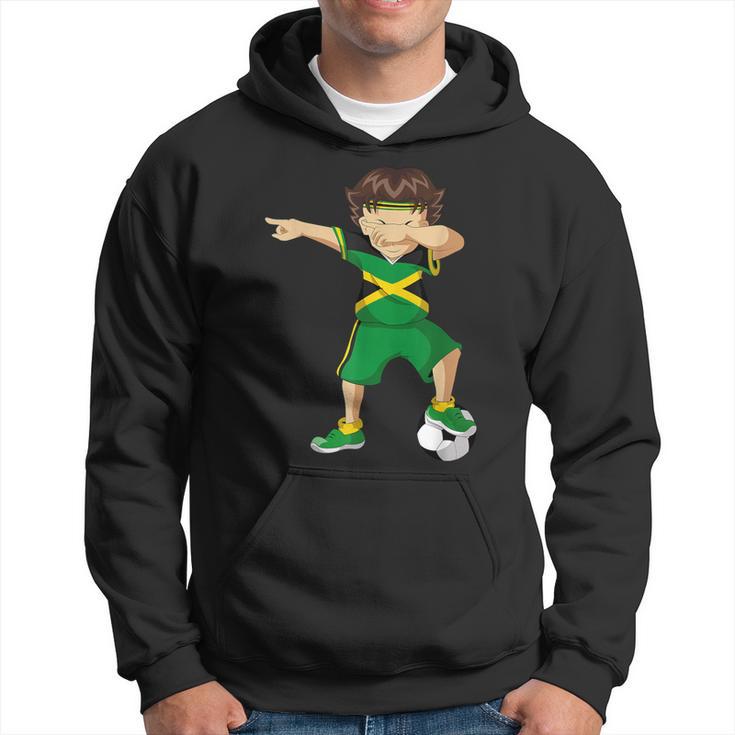 Jamaica Soccer Football Dab Dabbing Boy With Jersey Hoodie | Mazezy