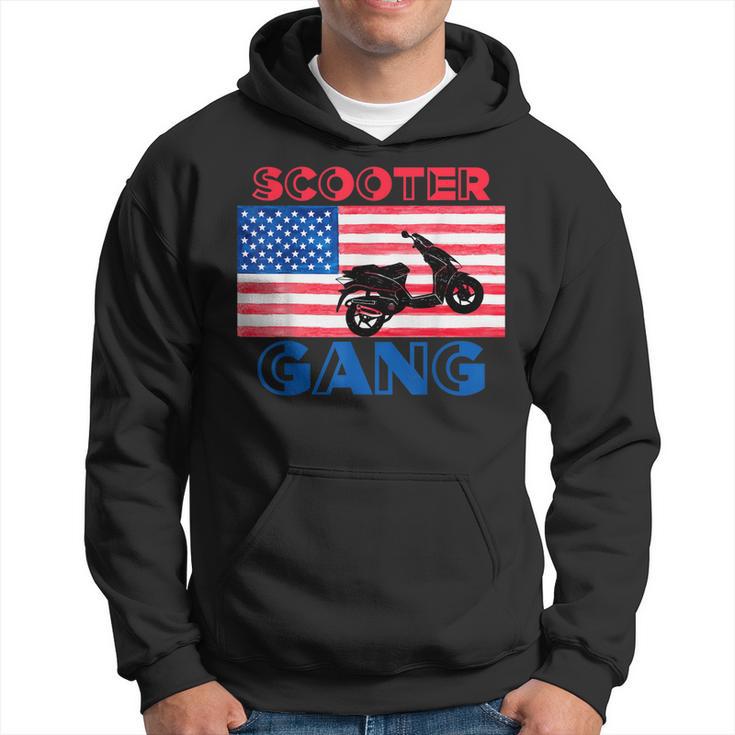 Scooter Gang Moped American Flag Motorcycle Gear Hoodie | Mazezy