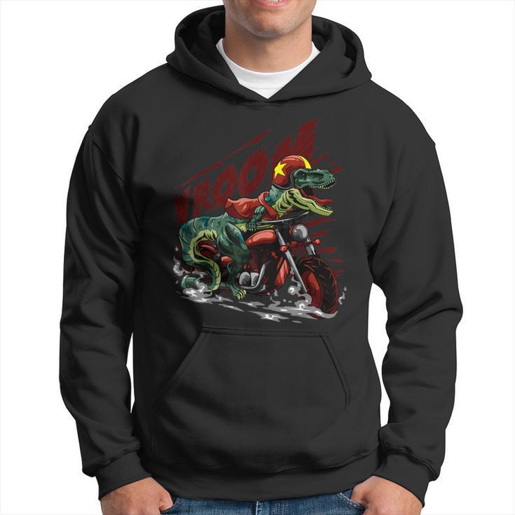 Tyrannosaurus Rex On A Motorcycle Trex Dinosaur Cruiser Hoodie | Mazezy