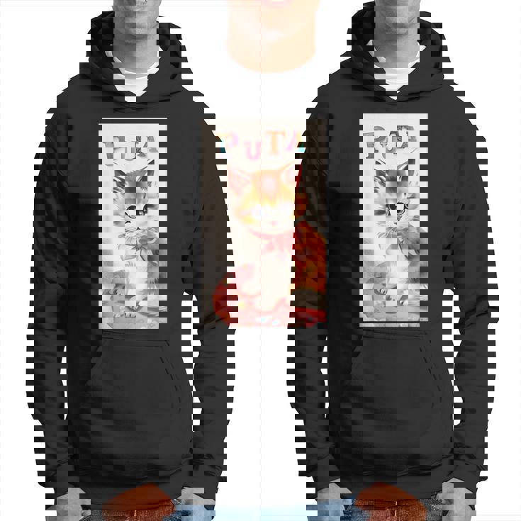 Weirdcore Oddly Specific Weird Cat Meme Puta Hoodie | Mazezy