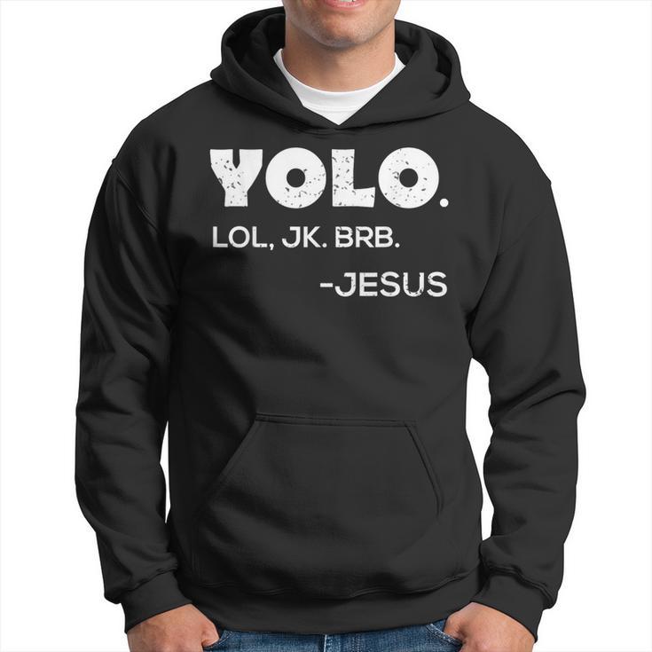 Yolo Lol Jk Brb Jesus Men's T-shirt Back Print | Mazezy