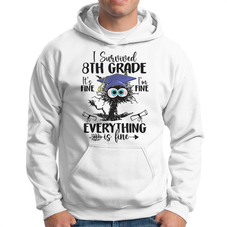I Survived 8Th Grade Graduated Funny Black Cat Graduation Hoodie | Mazezy