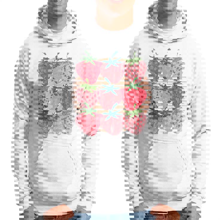 Retro Red Berry Fruit Cottagecore Strawberry Hoodie | Mazezy