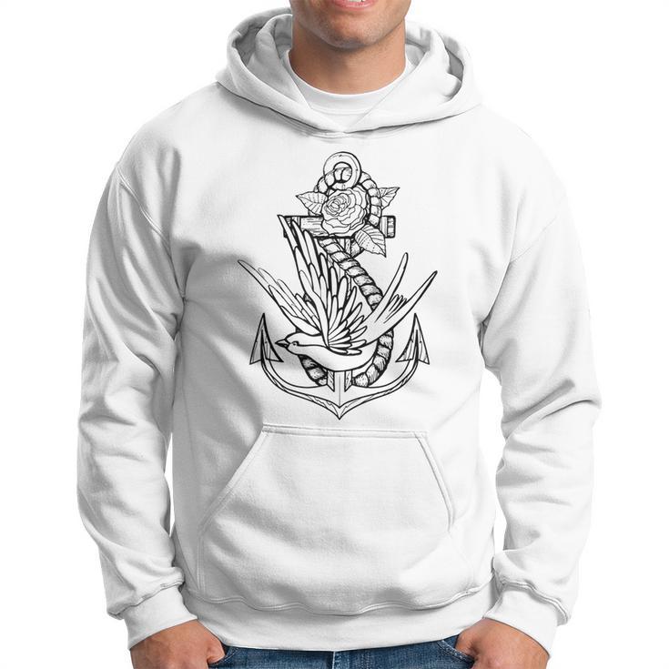 Tattoo Style Anchor Infinity Symbol Swallow Hoodie | Mazezy