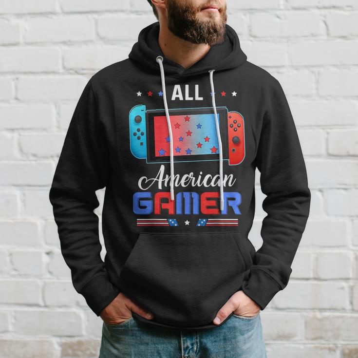 4Th Of July Boys Kids Men All American Gamer Flag Merica Hoodie | Mazezy