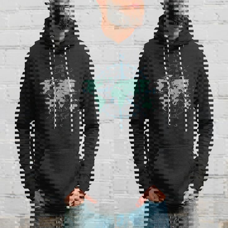 Cartography Traveler Travelling Compass World Map Hoodie | Mazezy