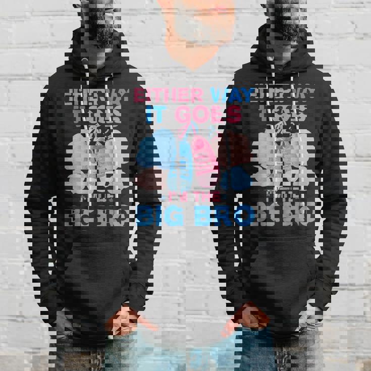 Either Way It Goes I'm The Big Bro Gender Reveal Brother Hoodie | Mazezy