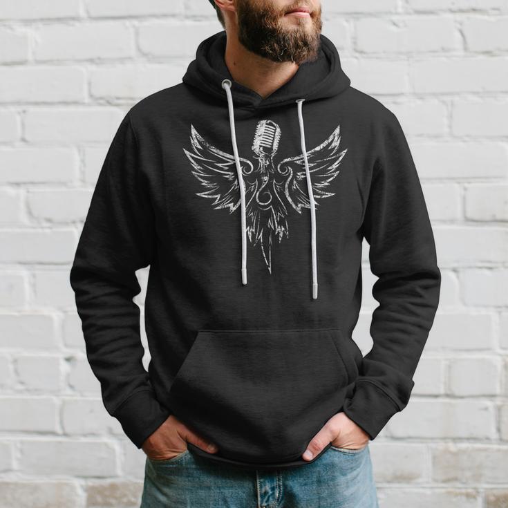 Heavy Metal Rock Graphic Angel Wings Mic Goth Rocker Vintage Hoodie ...