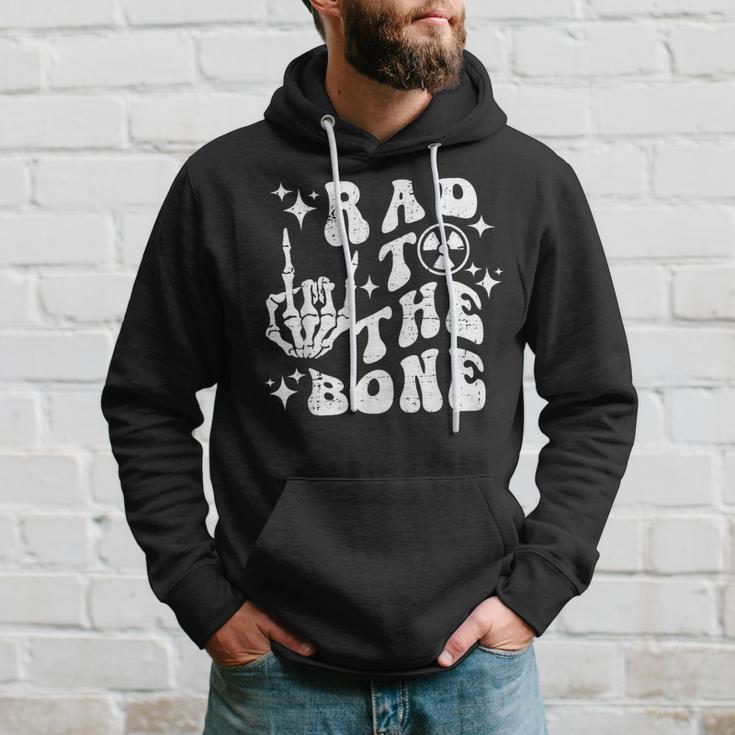 Rad To The Bone Skeleton Rock Hand Halloween Tech Xray Hoodie | Mazezy