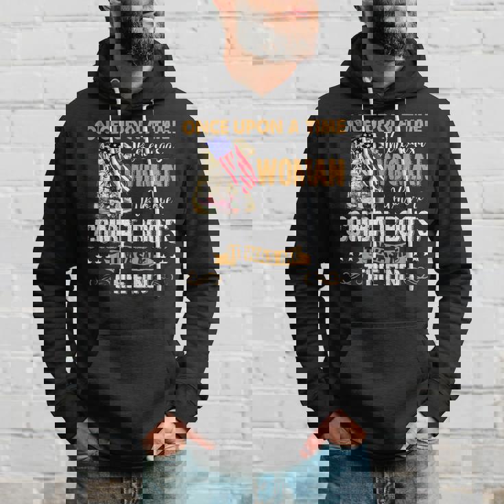 Veteran Vets There Was A Woman Who Wore Combat Boots Lady Veteran Lover Veterans Hoodie - Monsterry