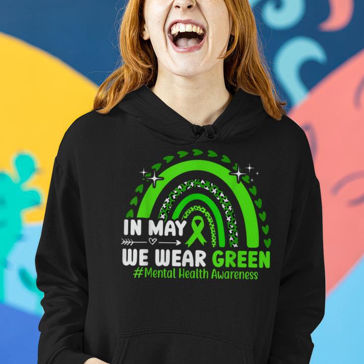 In May We Wear Green Mental Health Awareness Month Rainbow Women Hoodie ...