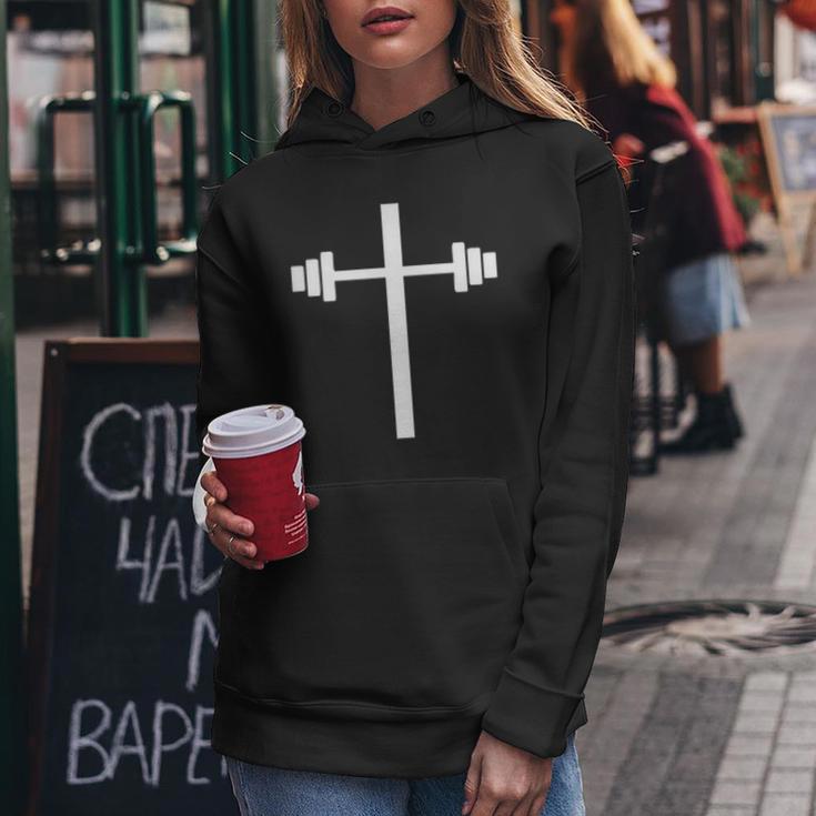 Dumbbell Barbell Cross Christian Gym Workout Lifting Women Hoodie ...