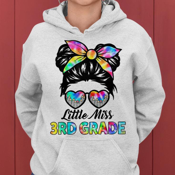 Little Miss Third 3Rd Grade Girls Messy Bun Back To School Women Hoodie ...