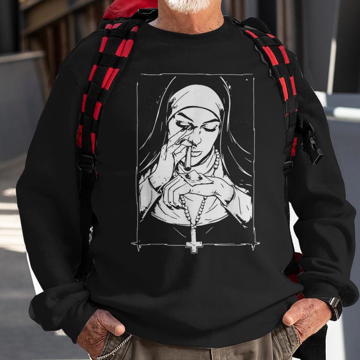 Funny Unholy Drug Nun Costume Essential Costume Sweatshirt - Seseable