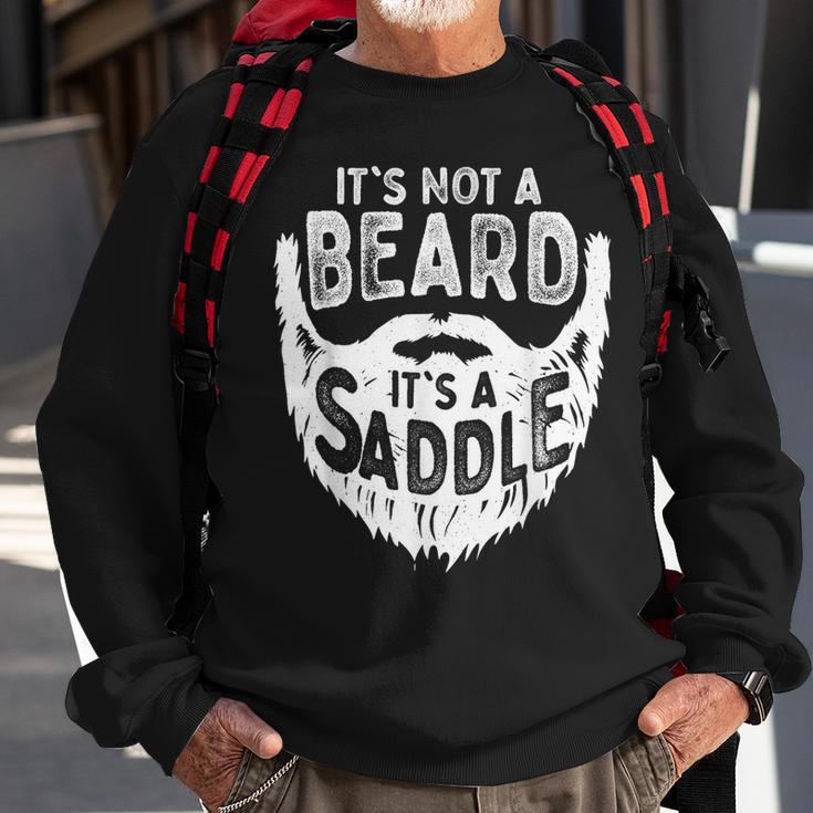 Its Not A Beard Its A Saddle Funny Bearded Moustache Men Sweatshirt ...