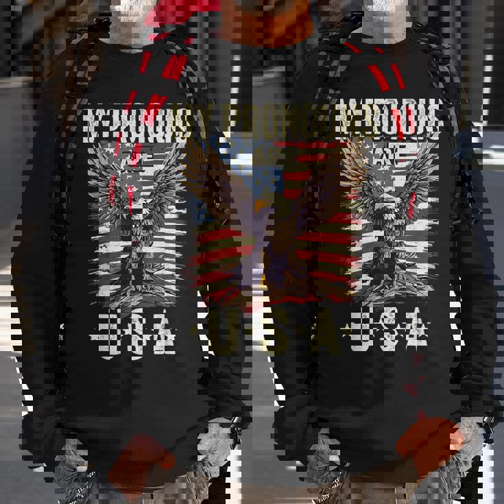 Patriotic American Flag Eagle 4Th July My Pronouns Are Usa Sweatshirt ...