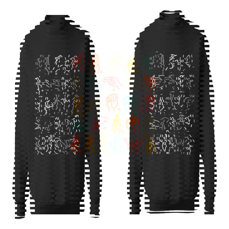 Asl Abc American Sign Language Alphabet Retro Deaf Awareness Sweatshirt ...