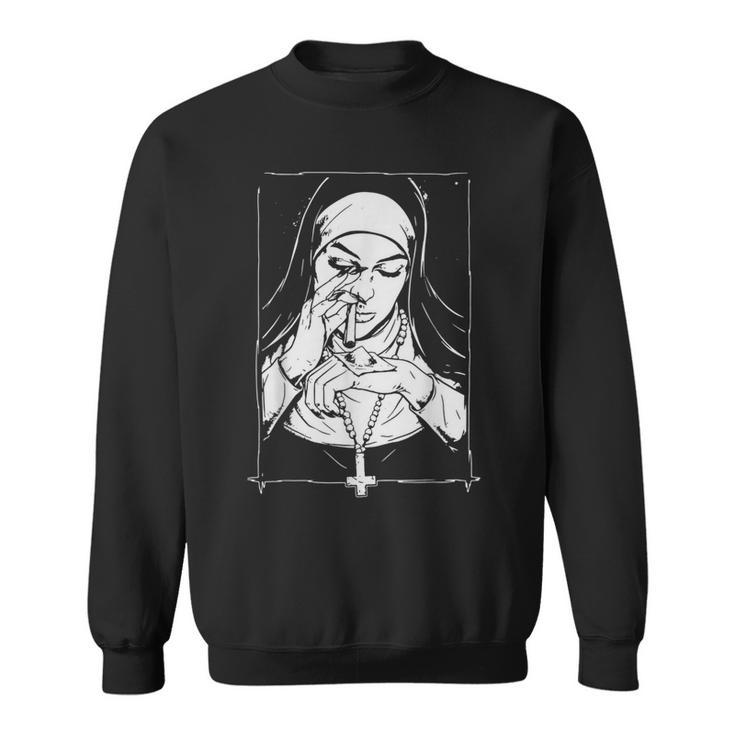 Funny Unholy Drug Nun Costume Essential Costume Sweatshirt - Seseable