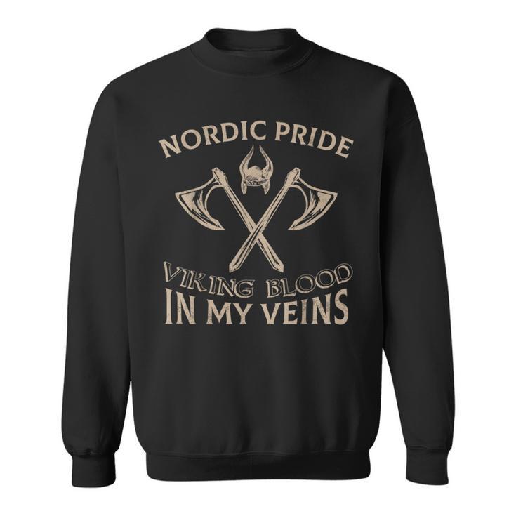 Nordic Pride Viking Blood In My Veins Axe Helmet Hoodie | Mazezy