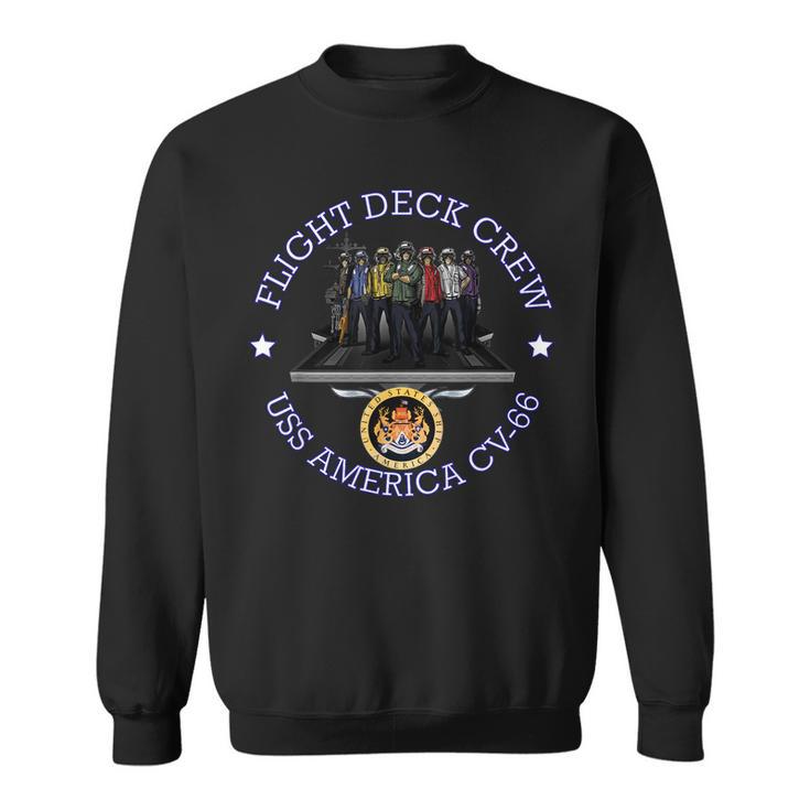Uss America Cv66 Flight Deck Crew Emblem Men's Back Print T-shirt | Mazezy