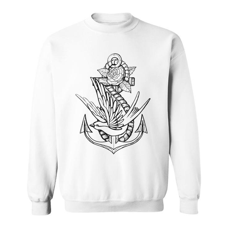 Tattoo Style Anchor Infinity Symbol Swallow Hoodie | Mazezy