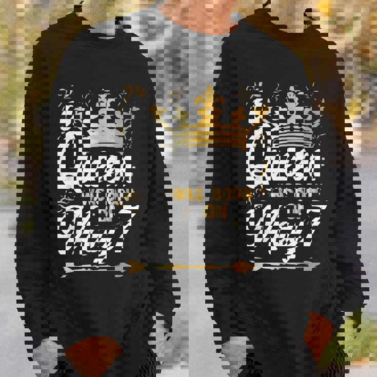 A Queen Was Born On May 7 Cute Girly May 7Th Birthday Sweatshirt | Mazezy