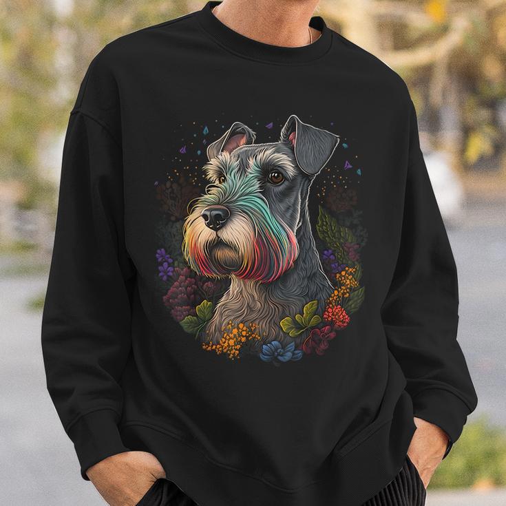 Cute Miniature Schnauzer Dog On Miniature Schnauzer Lover Sweatshirt ...