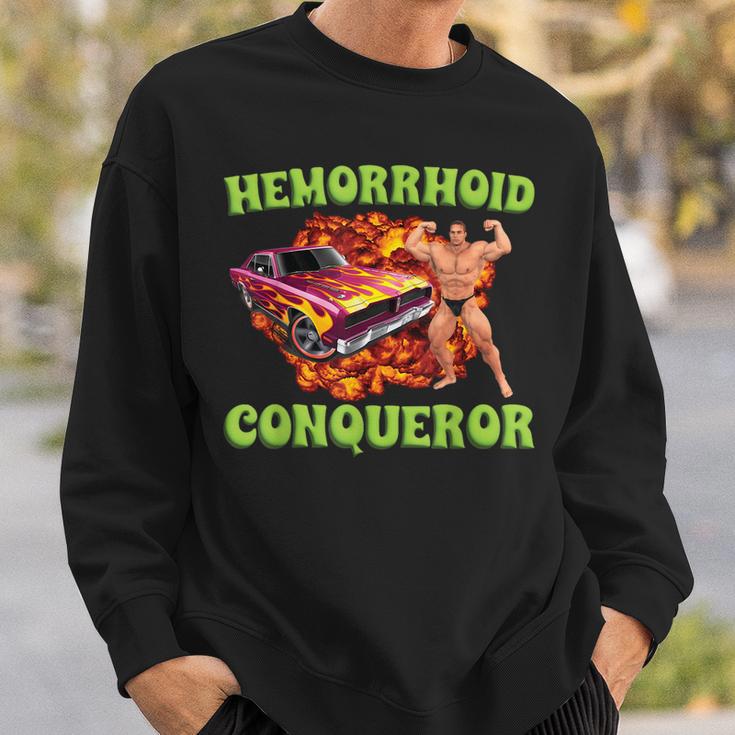 Hemorrhoid Conqueror Meme Weird Offensive Cringe Joke Sweatshirt ...