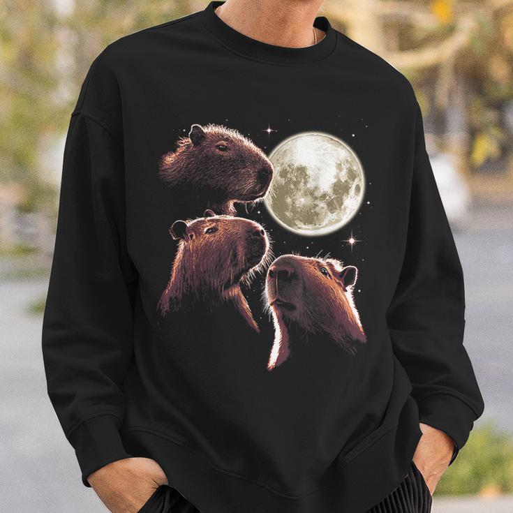 Three Capybara Moon Funny Capybara Meme Mystical Capybara Sweatshirt ...