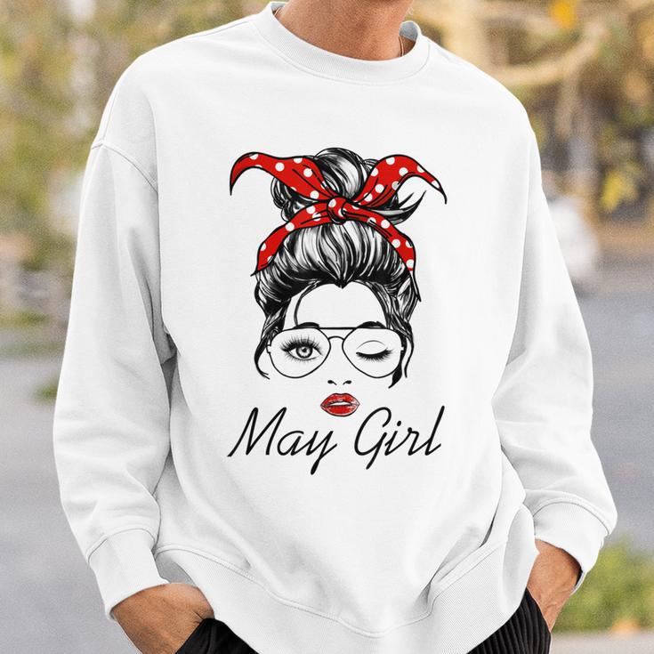 May Girl Wink Eye Woman Face Born In May Sweatshirt | Mazezy