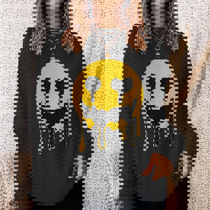 Creepy Melting Smile Smiling Face Scary Dripping Emoticon Sweatshirt ...