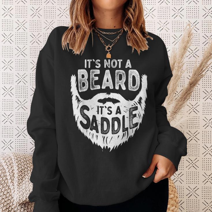Its Not A Beard Its A Saddle Funny Bearded Moustache Men Sweatshirt ...