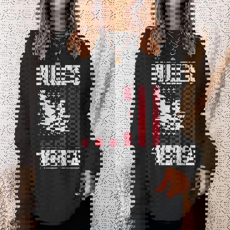 Mullets & Merica - Patriotic Us Flag Redneck Mullet Pride Sweatshirt ...