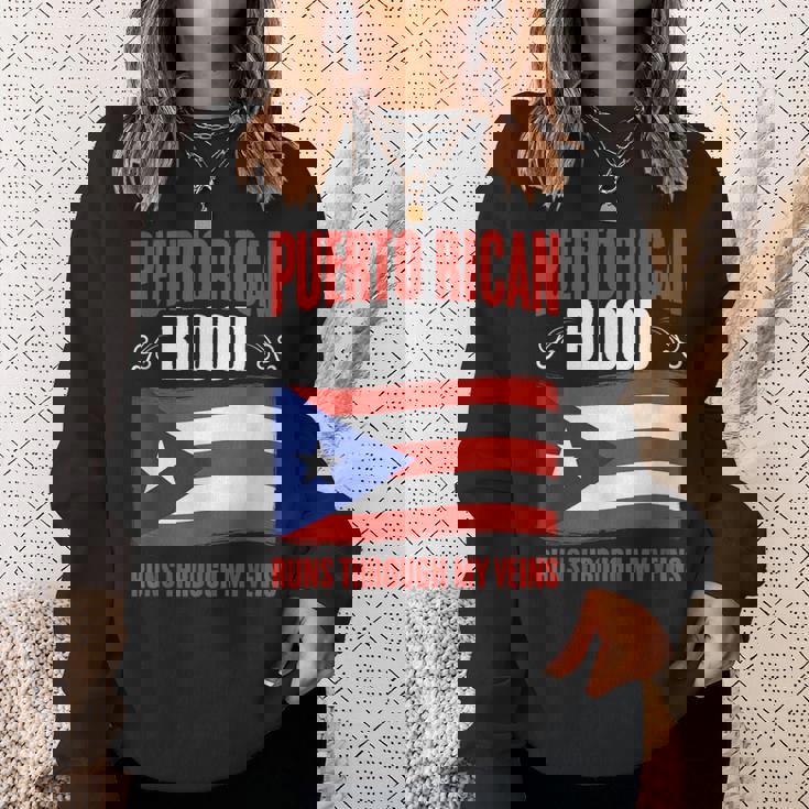 Puerto Rico Flag Boricua Puerto Rican Blood Pride Sweatshirt - Seseable