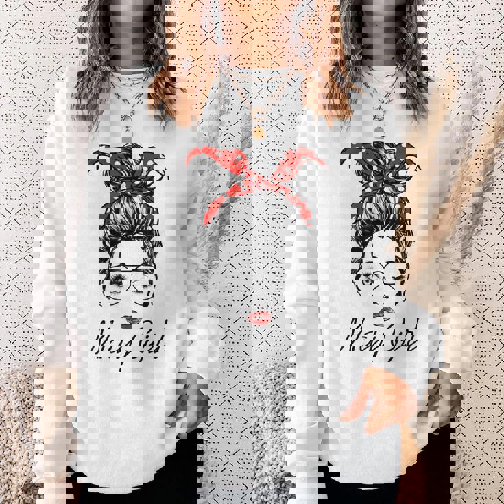 May Girl Wink Eye Woman Face Born In May Sweatshirt | Mazezy