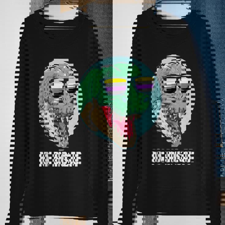 Non-Binosaur Non-Binary Nonbinary Pride Flag Sweatshirt | Mazezy