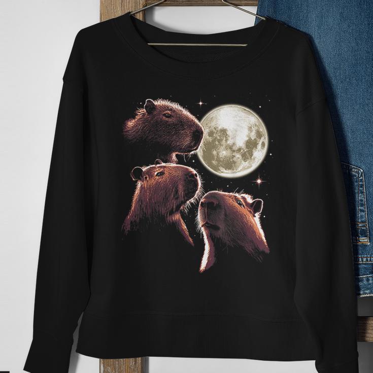 Three Capybara Moon Funny Capybara Meme Mystical Capybara Sweatshirt ...