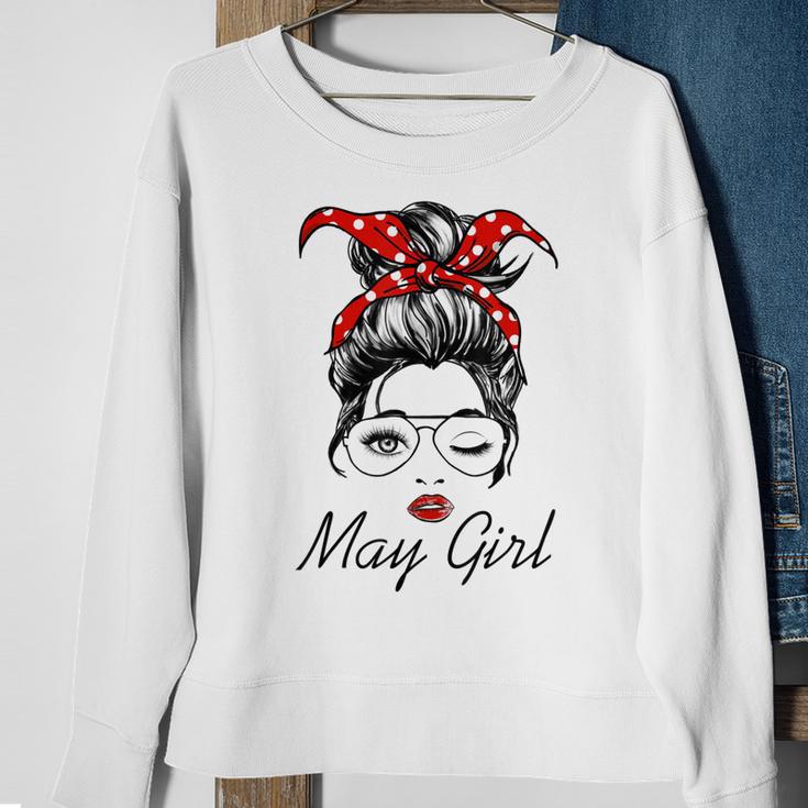 May Girl Wink Eye Woman Face Born In May Sweatshirt | Mazezy
