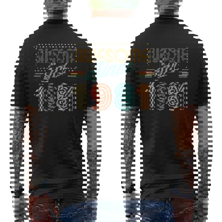 Awesome Since 1981 Year Of Birth Birthday Men's T-shirt Back Print | Mazezy