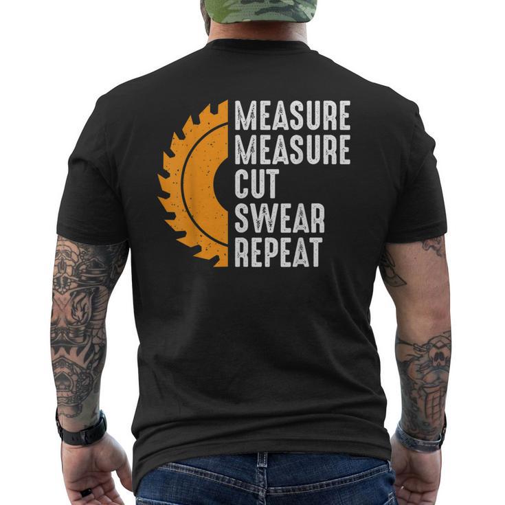 Dad Measure Cut Swear Handyman Father Men's Back Print T-shirt | Mazezy